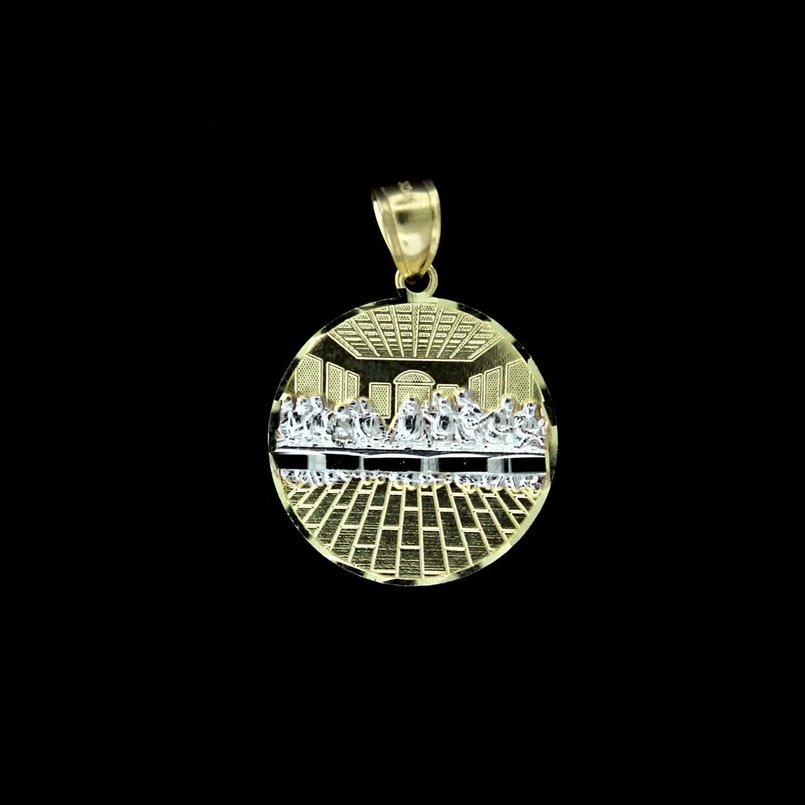 10K Gold Medium Last Supper Charm Pendant Medallion | JewelzKing.com
